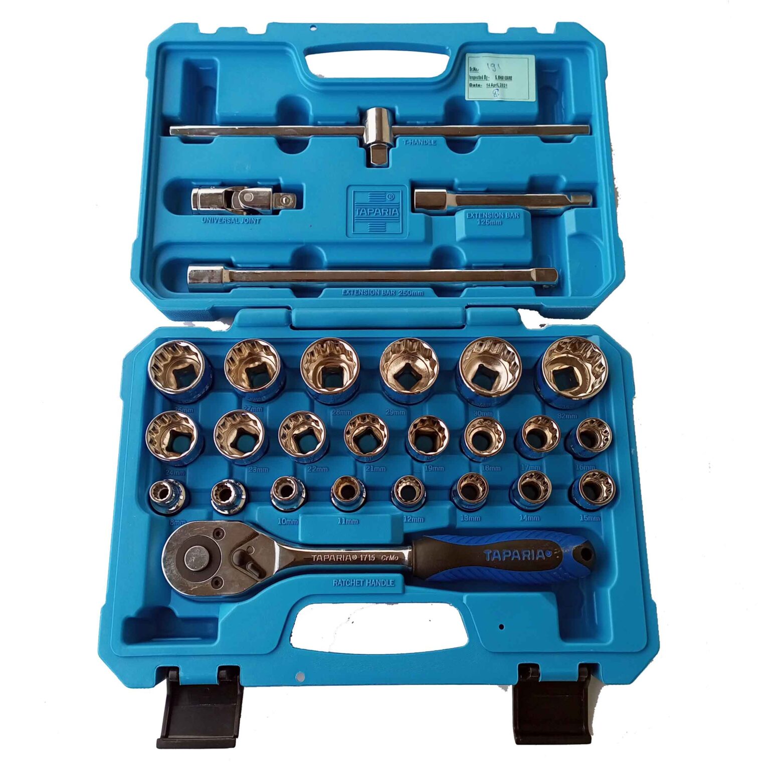 TAPARIA 27 PCS 1/2" DRIVE SOCKET SET HEAVY DUTY BI-HEX Blow Mold Box ...