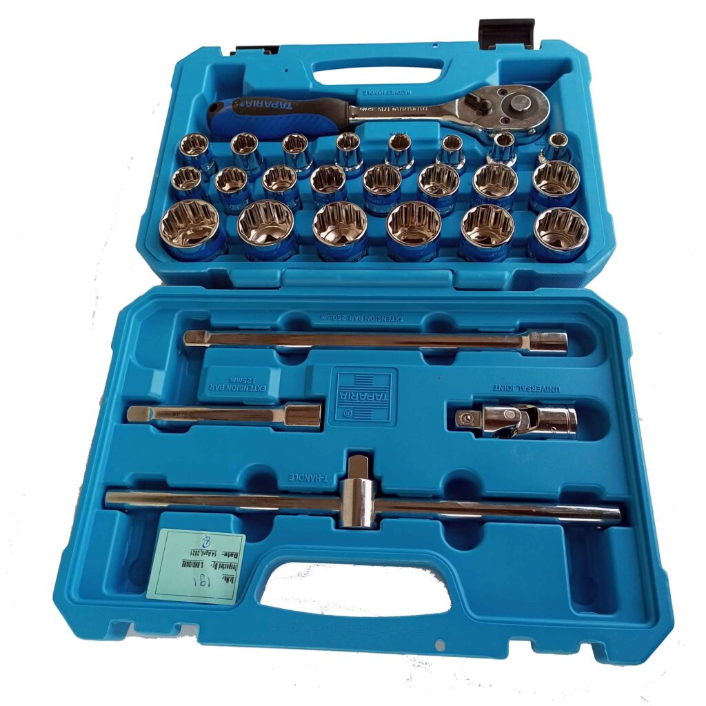 TAPARIA 27 PCS 1/2" DRIVE SOCKET SET HEAVY DUTY BI-HEX Blow Mold Box ...