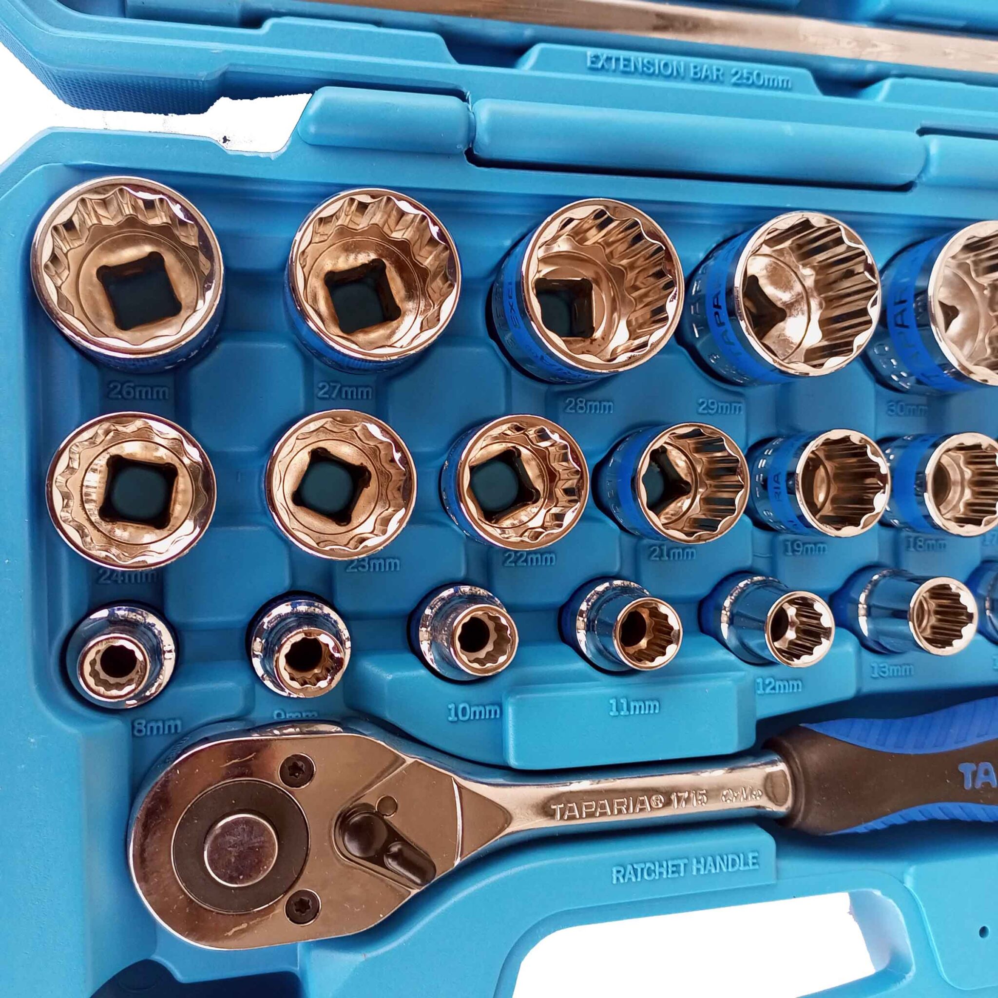 TAPARIA 27 PCS 1/2″ DRIVE SOCKET SET HEAVY DUTY BI-HEX Blow Mold Box ...